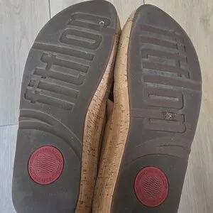 Fitflop | Shoes | Fitflop Kys Leather Criss Cross Slides Cork Wedge ...